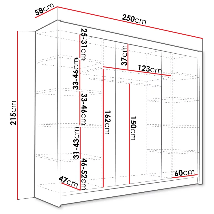 Garderobni ormar Aston VI + LED
